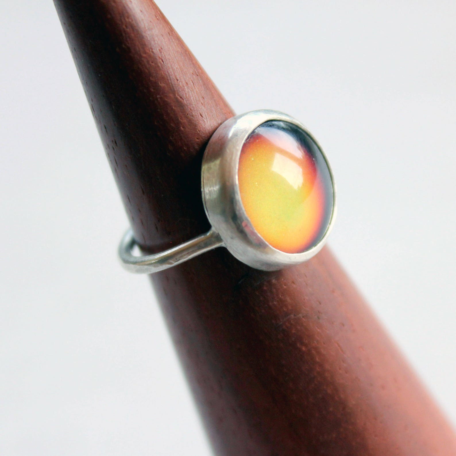 Mood Ring Color Changing Mood Stone Handmade in Sterling - Etsy