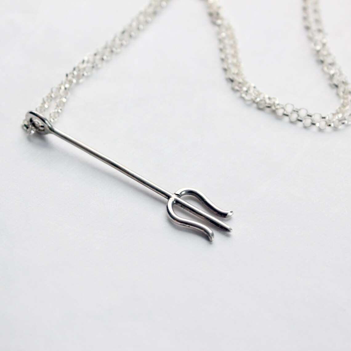 Silver Trident Necklace - Etsy