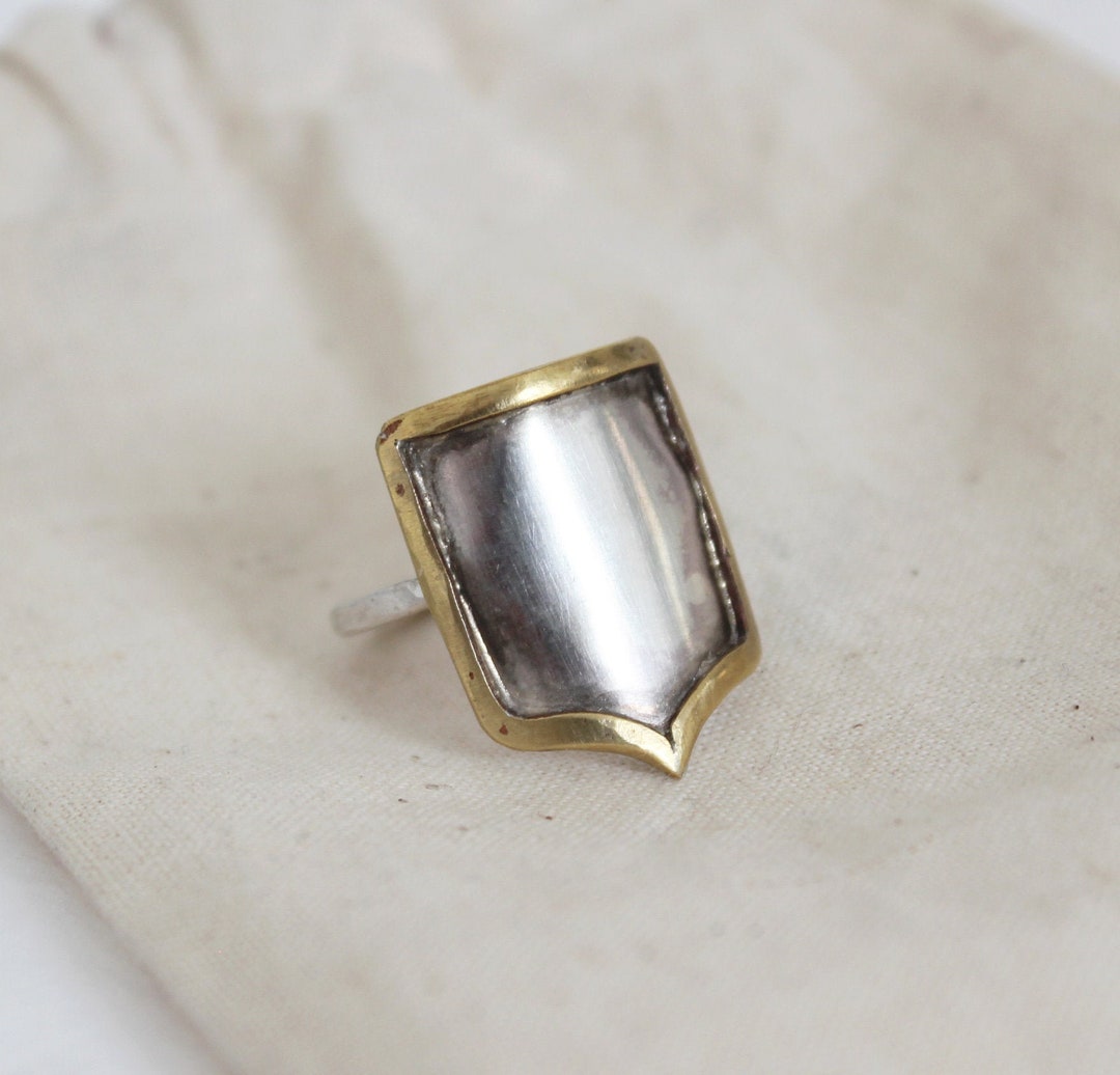 Silver Shield Ring, Handmade in Sterling Silver - Etsy