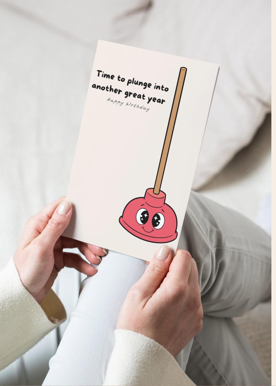 Punny Plunger Birthday Card: Funny Bathroom Humor (printable Digital ...