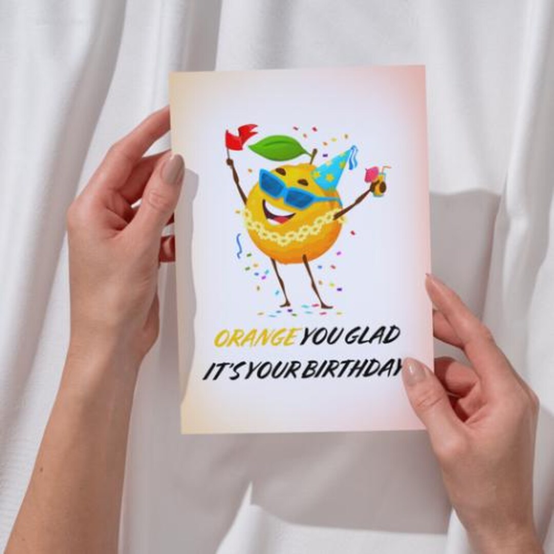 Orange Birthday Card Download, Orange Digital Card, Fruit Printable ...