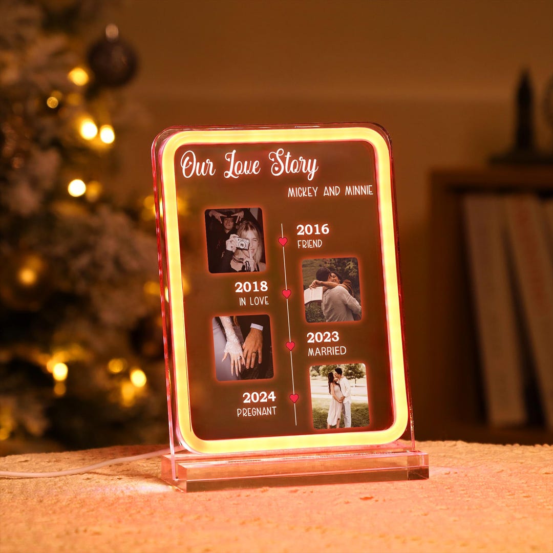 Custom Photo LED Lamp, Personalized Acrylic Picture Frame, Couples Gift ...
