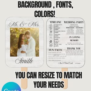 Editable Wedding Program Fan Template - Printable Ceremony Timeline ...