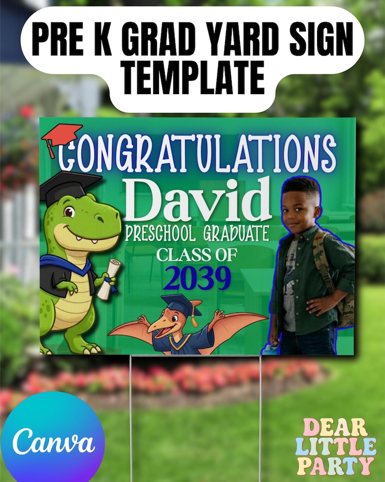 Pre-k Graduation Yard Sign Template, Editable Canva Poster, Preschool ...