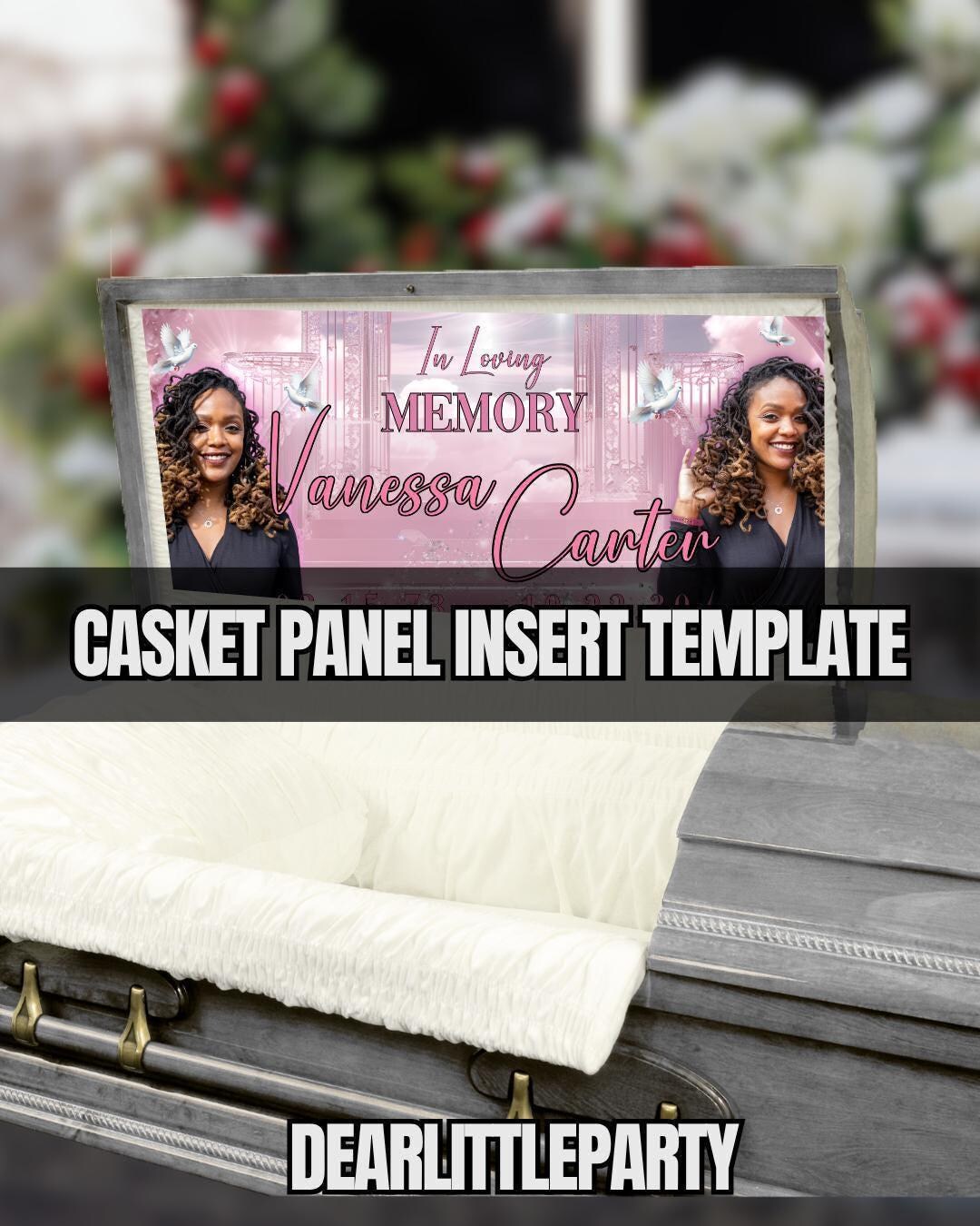 Casket Panel Insert Template, Pink, Editable Canva, 31.5×14.5 In - Etsy