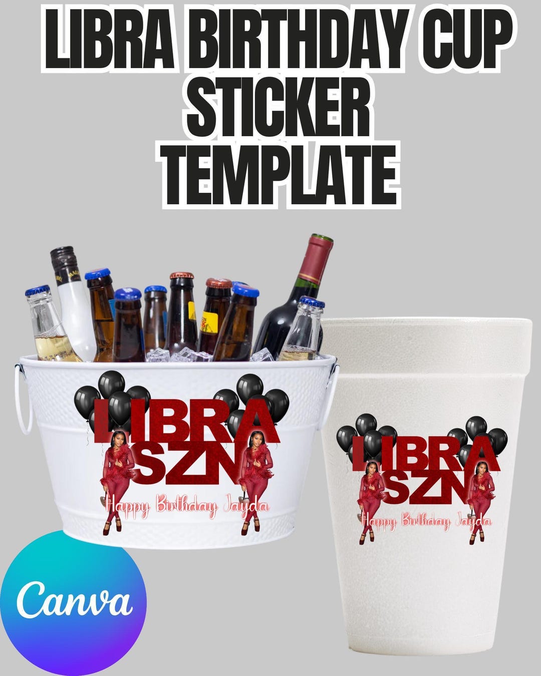 Libra Birthday Sticker: Zodiac Favor Labels (editable Digital Download ...