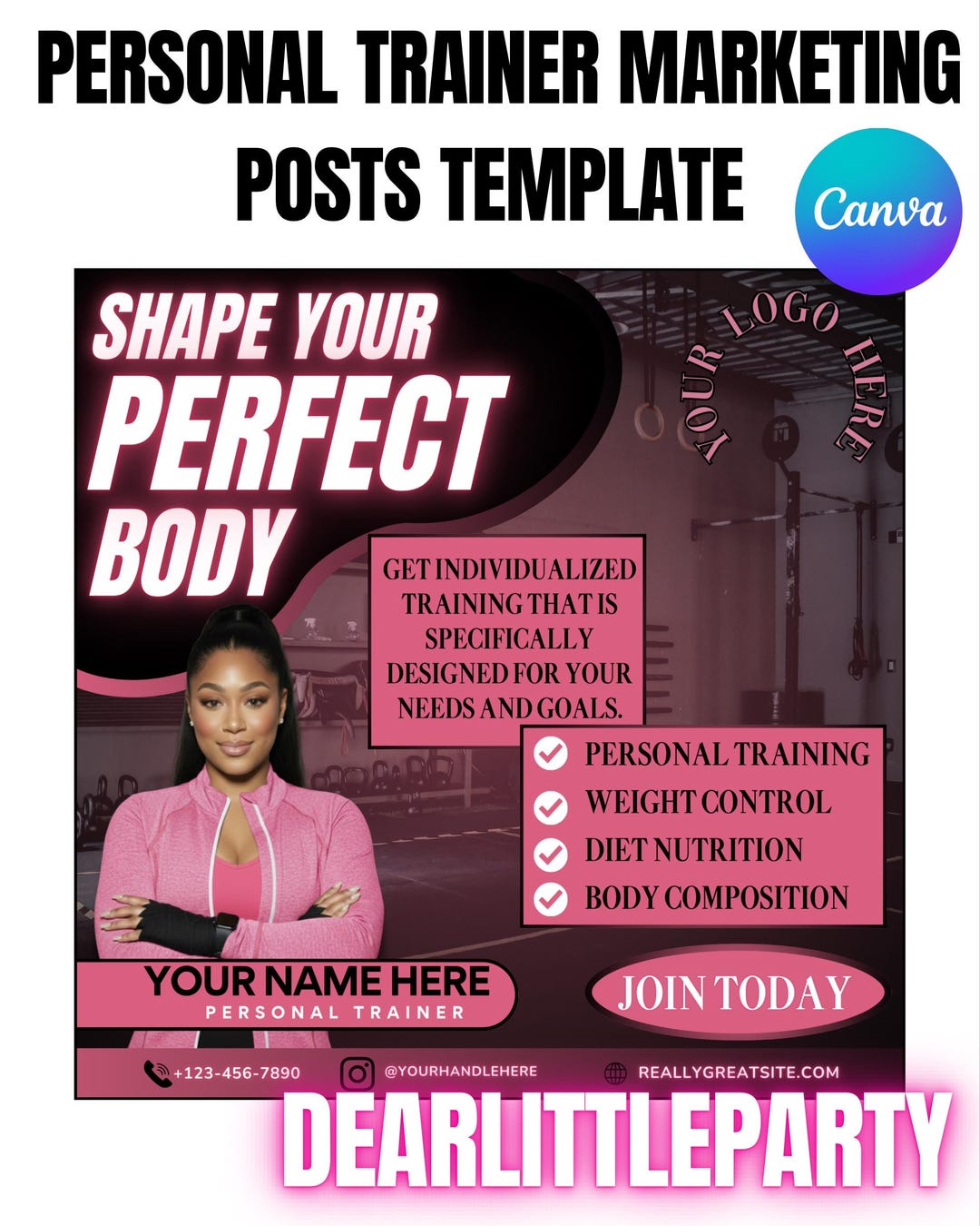 Personal Trainer Flyer, Fitness Promo Post, Editable Canva Template ...