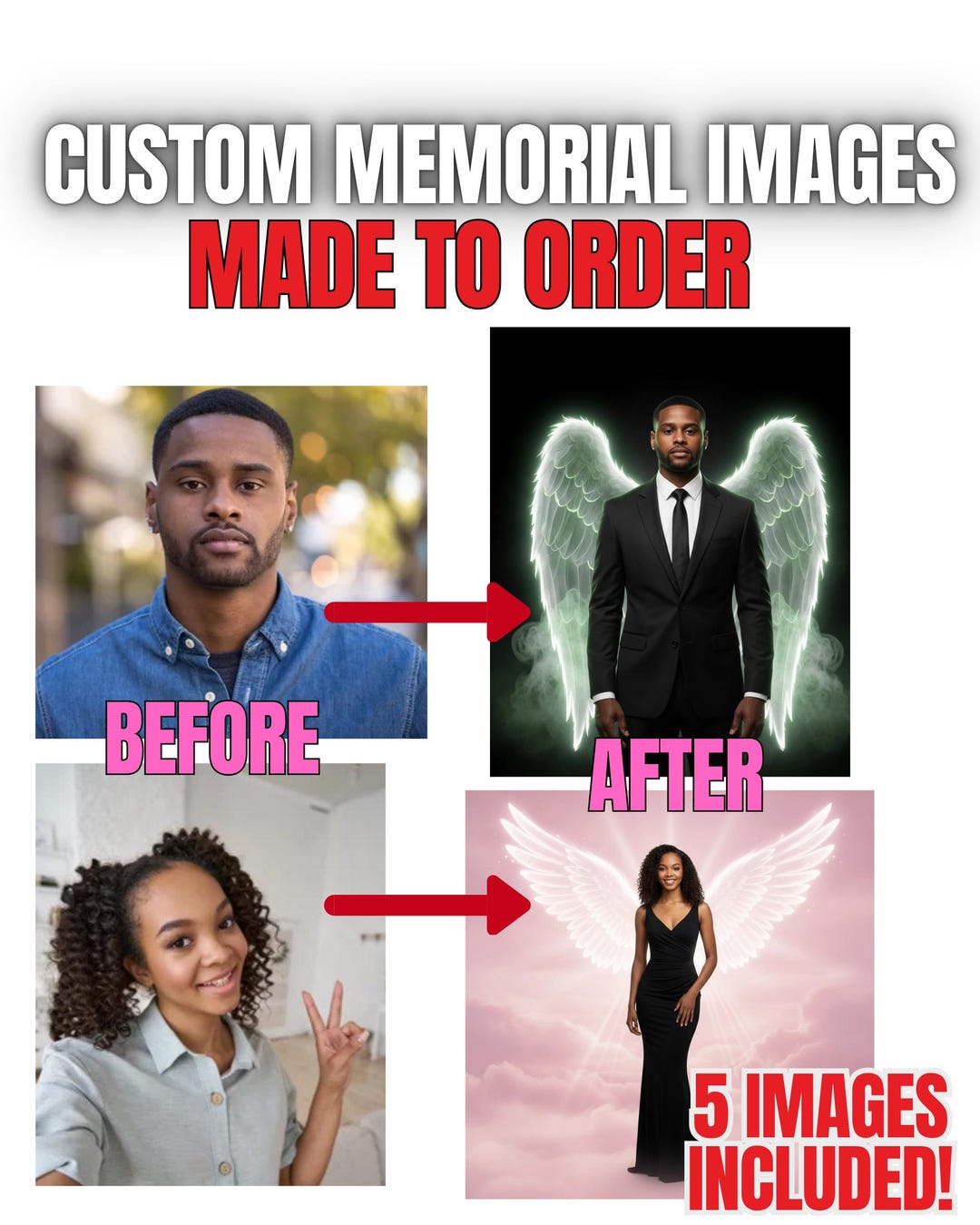 Funeral Tribute Portrait – Custom AI Memorial Image | Digital Angel ...