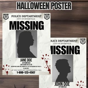 Editable Halloween Missing Poster - Etsy
