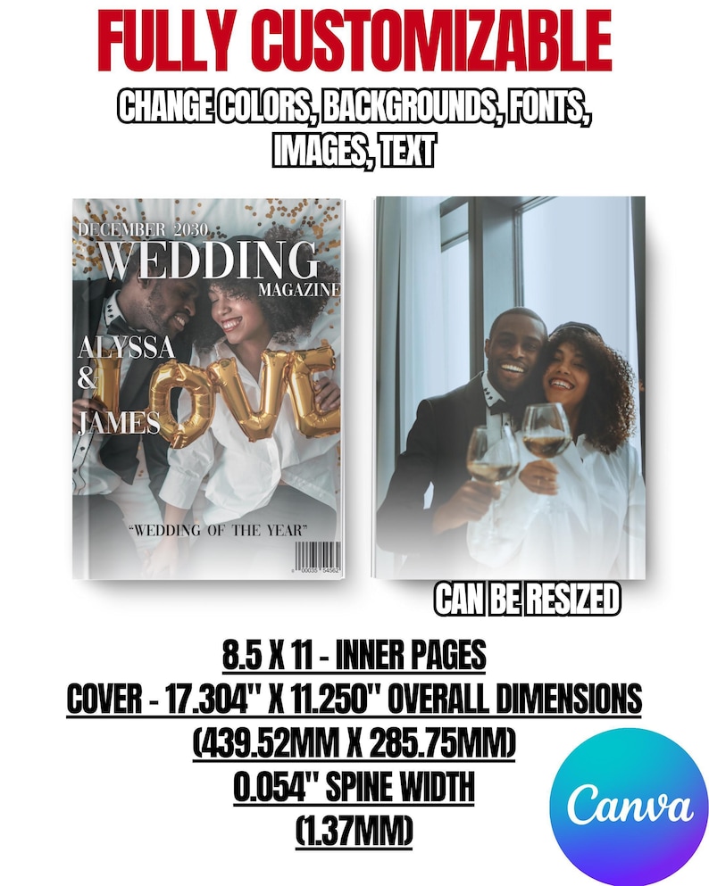 Wedding Program Template (magazine Style)- Canva - Etsy