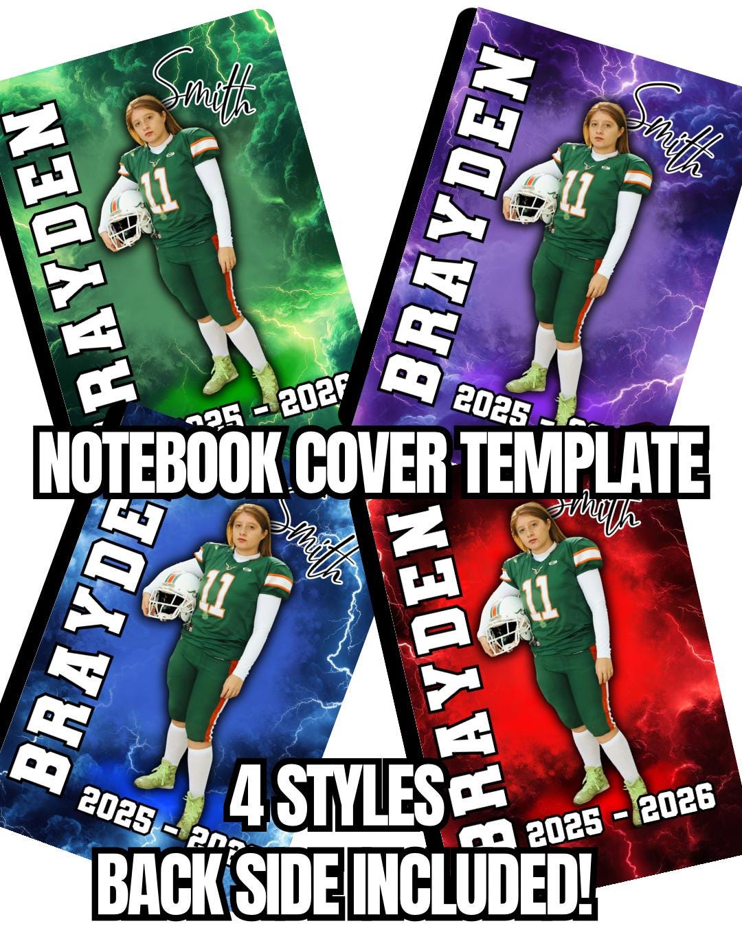 Sports Notebook Cover Template – Editable Canva Design for Student ...