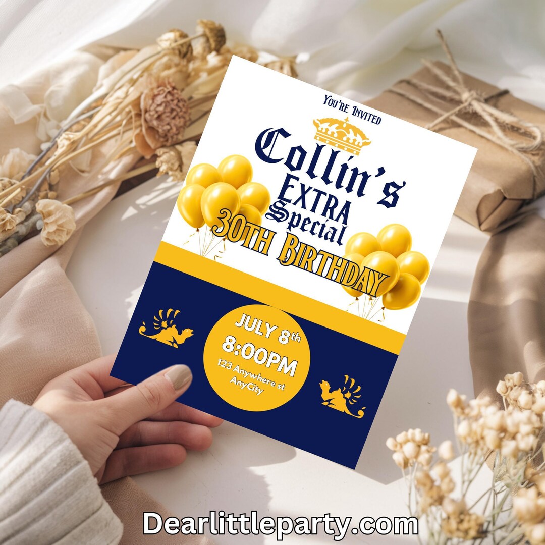Corona Birthday Invitation Template | Editable Digital Party Invite ...