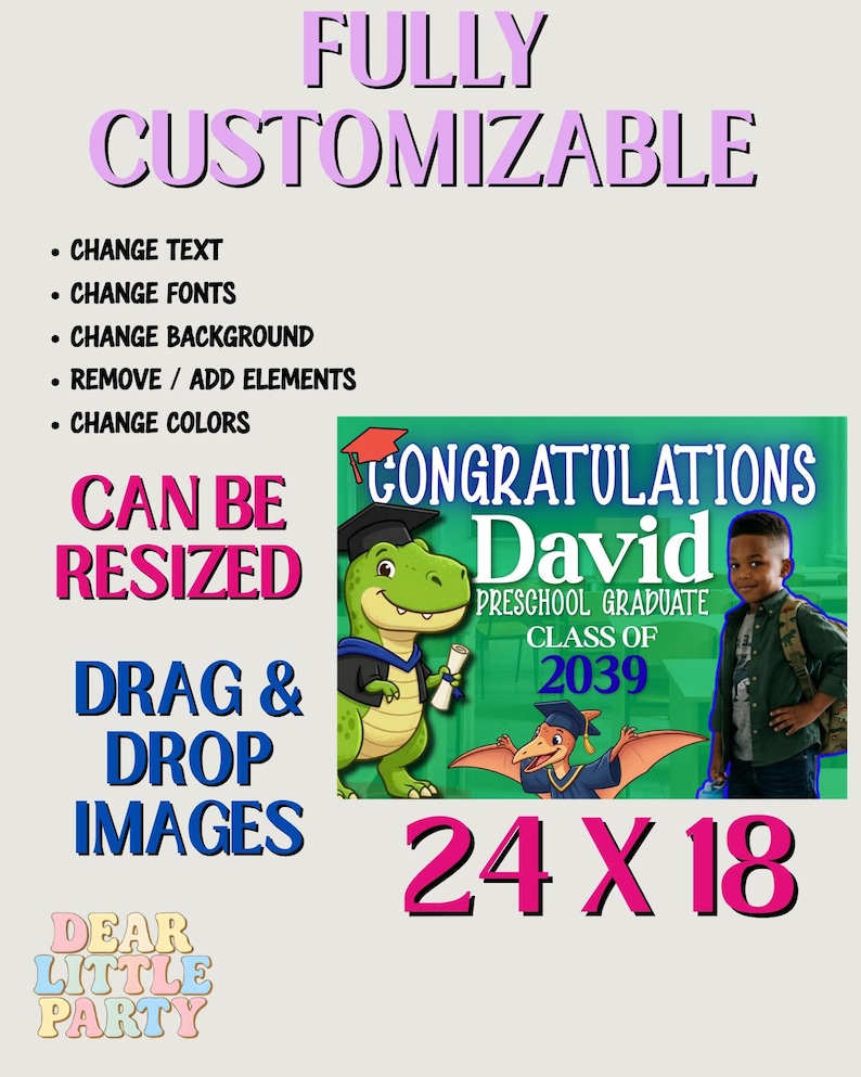 Pre-k Graduation Yard Sign Template, Editable Canva Poster, Preschool ...