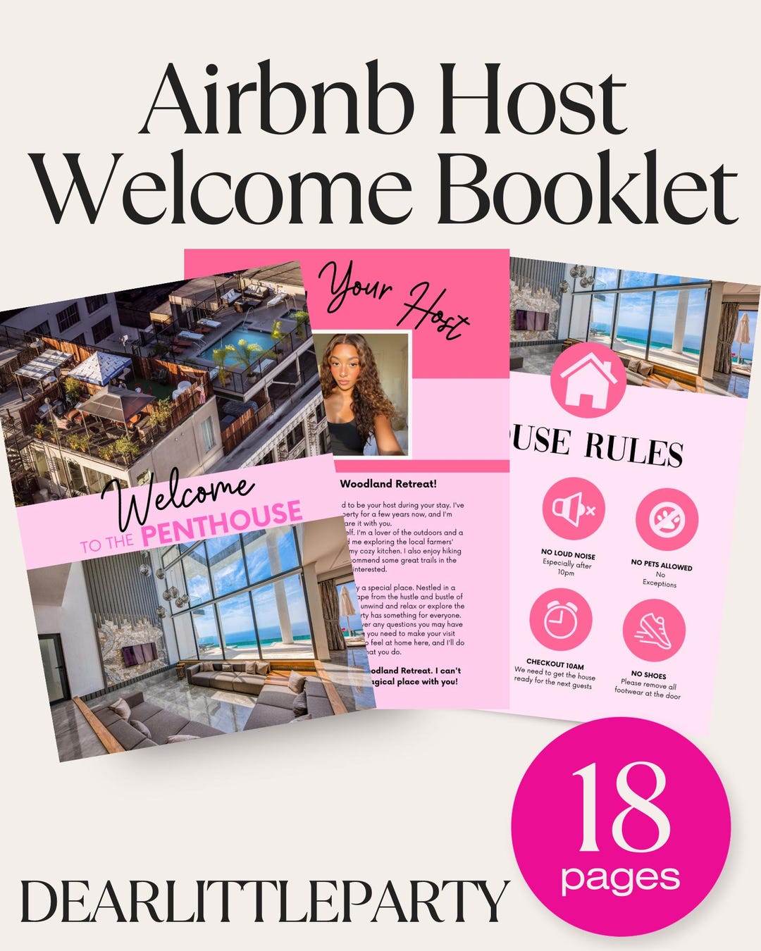 Airbnb Welcome Booklet Template, 18-page Host Guide, Editable Canva ...
