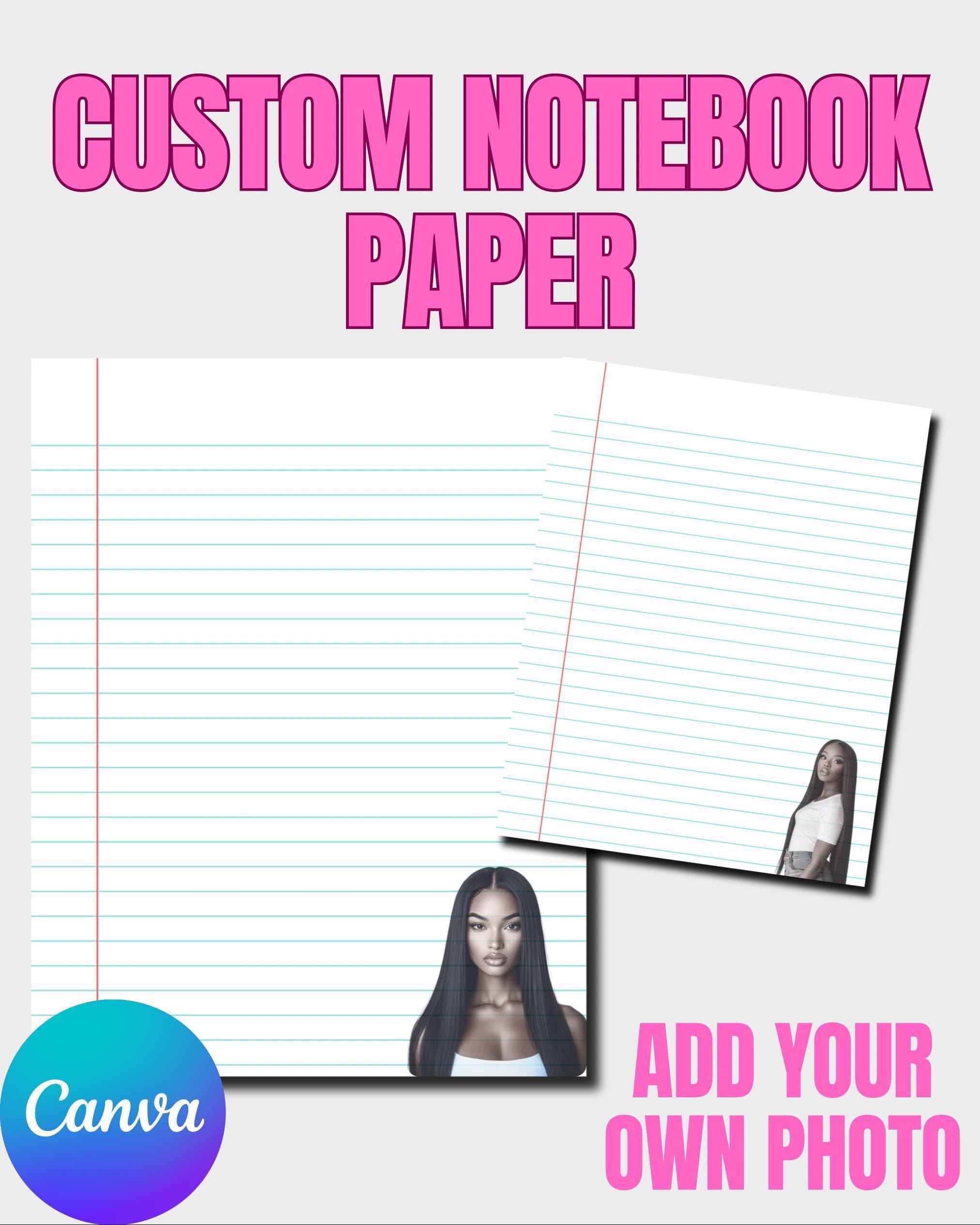 Custom Photo Notebook Paper Template: 8.5x11 in Canva (digital Download ...