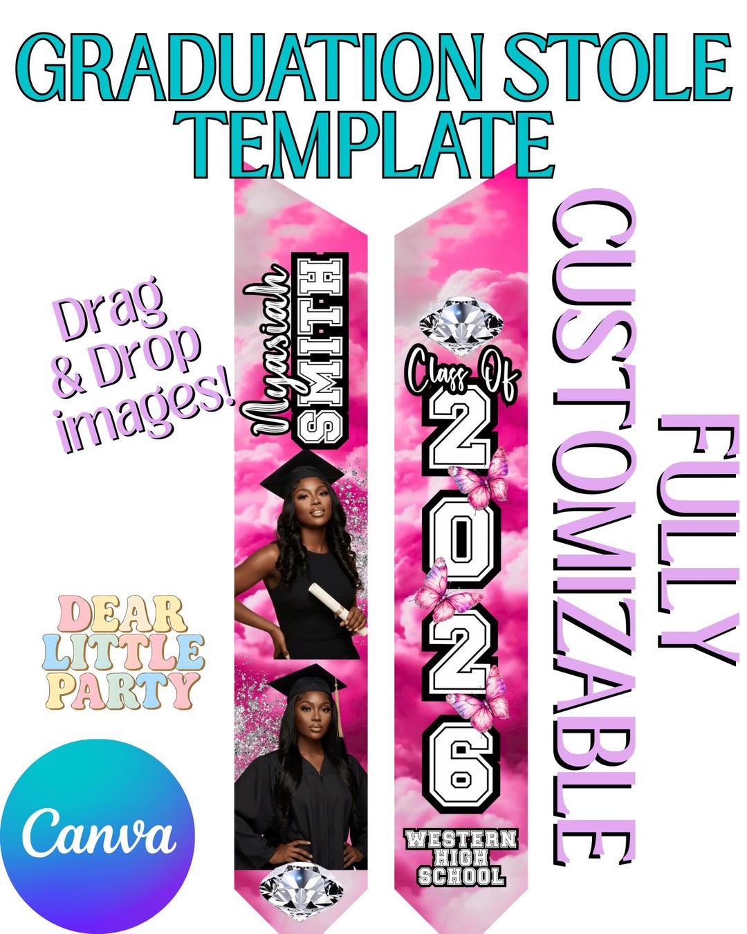 Canva Graduation Stole Template | Custom Class of 2026 Design (digital ...