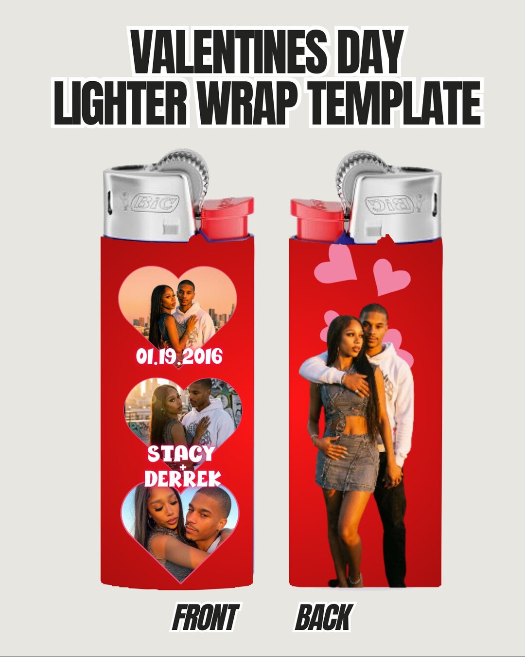 Lighter Wrap Template Valentine Canva, Editable Design, Digital ...