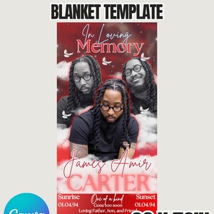 Red Funeral Grave Blanket Template – 36x72” Editable Canva Memorial Design – in Loving Memory ...