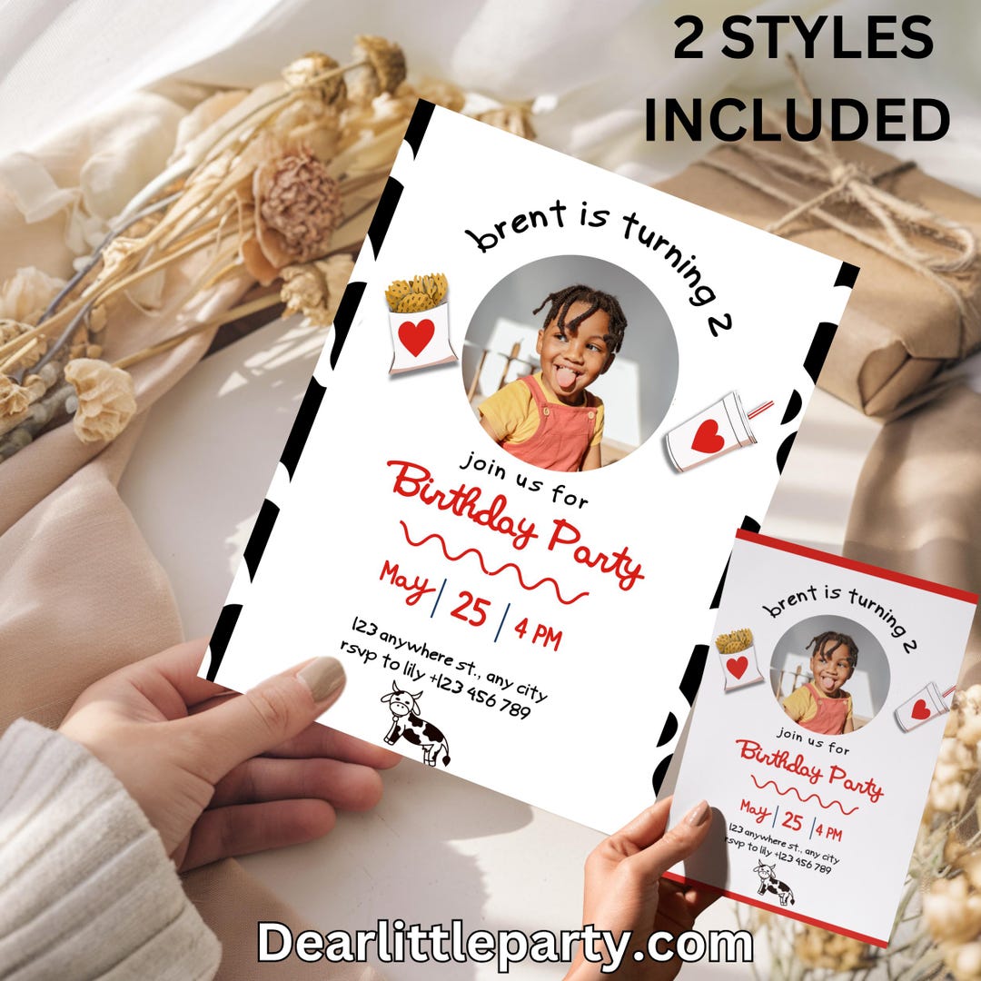 Fast Food Birthday Invitation Template | Editable Kids Party Invite ...