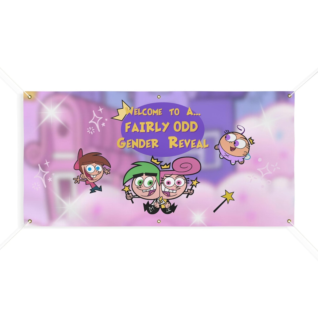 Banner, Fairly Odd Parents Gender Reveal Sign, Fun Baby Shower Decor ...
