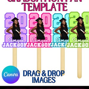 Graduation Fan Template, Multiple Colors, Printable Fan, Editable Canva ...