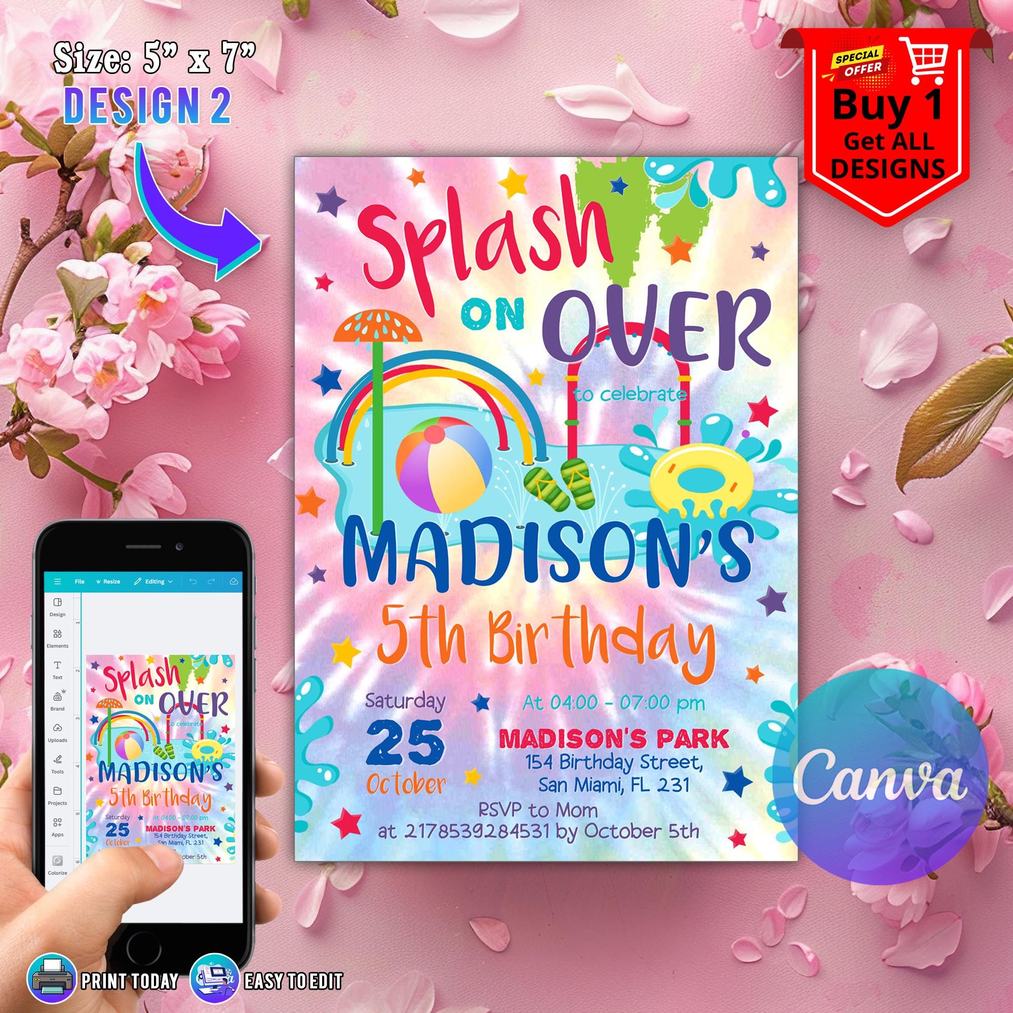 Splash Pad Party Invitation, Editable Splash Invitation, Water Park ...