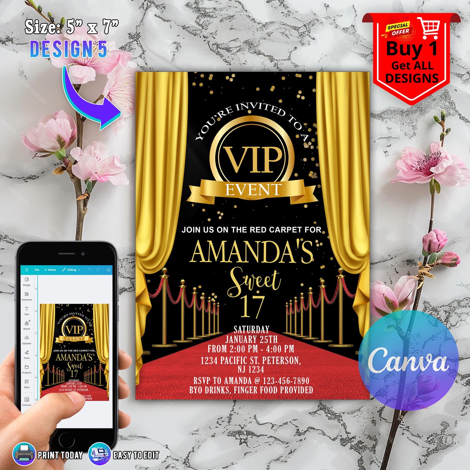 Red Carpet Invite, Movie Red Carpet Birthday Invitation, Movie ...