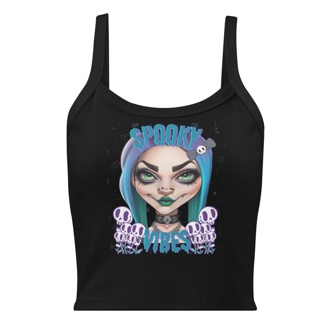 Spooky Vibes Micro Rib Tank – Gothic Graphic Crop Top - Etsy