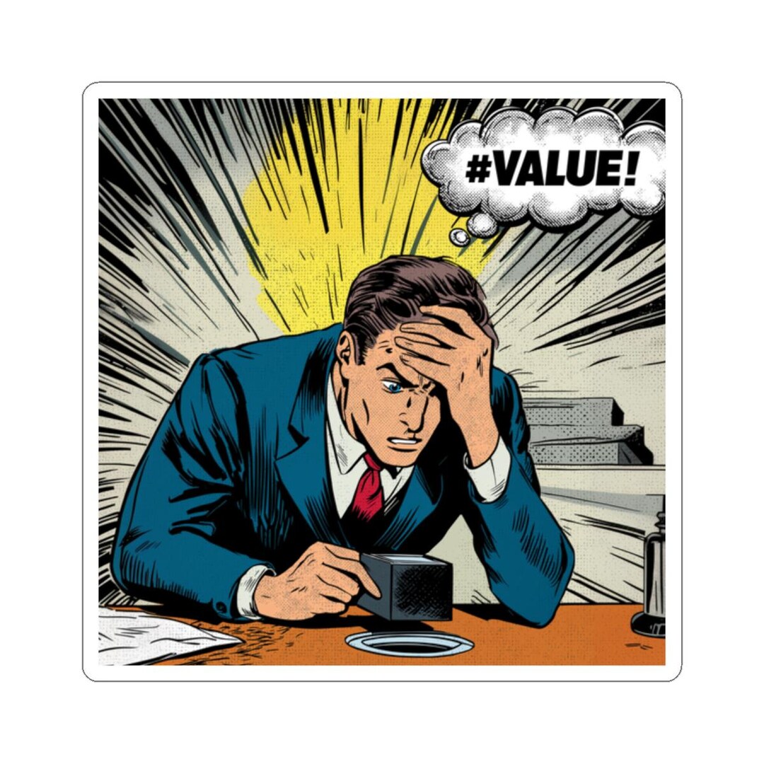 Funny Excel #VALUE! Error Sticker | Pop Art Office Humor Decal | Gift ...