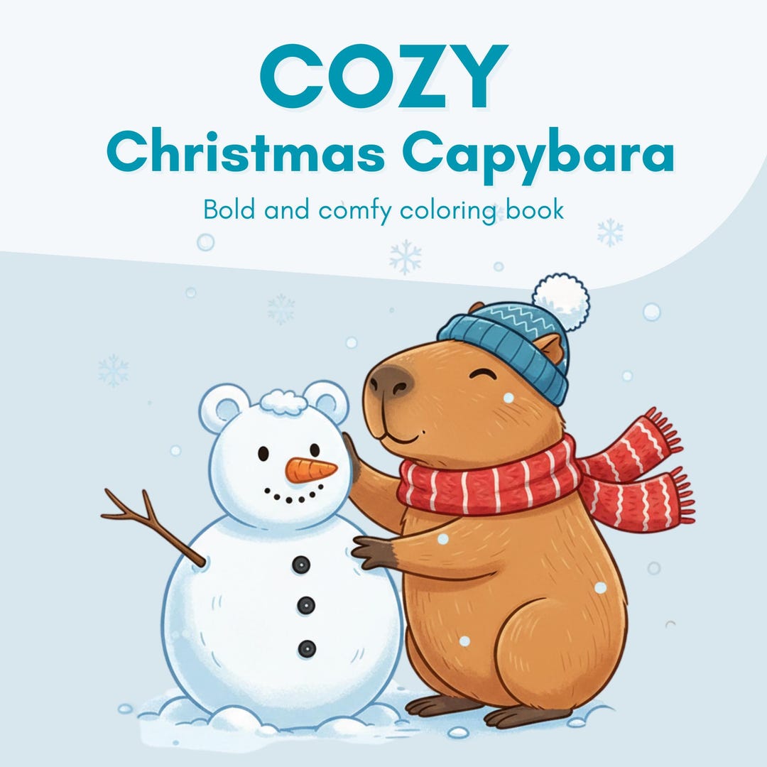 Cozy Christmas Capybara Coloring Pages | 20 Capybara Xmas Printables ...