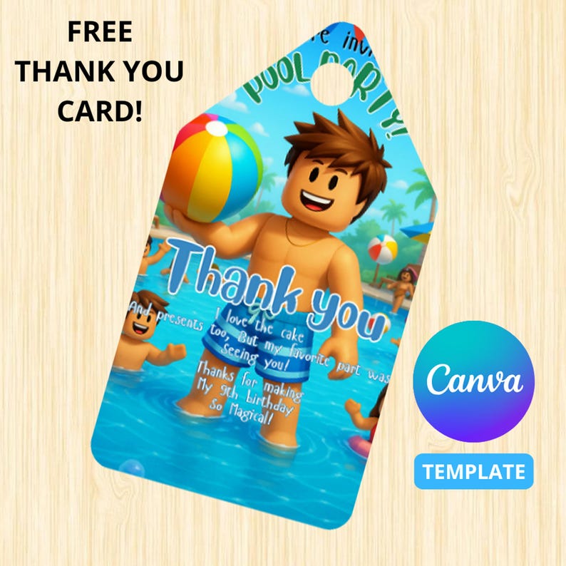 Editable Roblox Pool Party Invitation | Customizable Birthday Invite ...