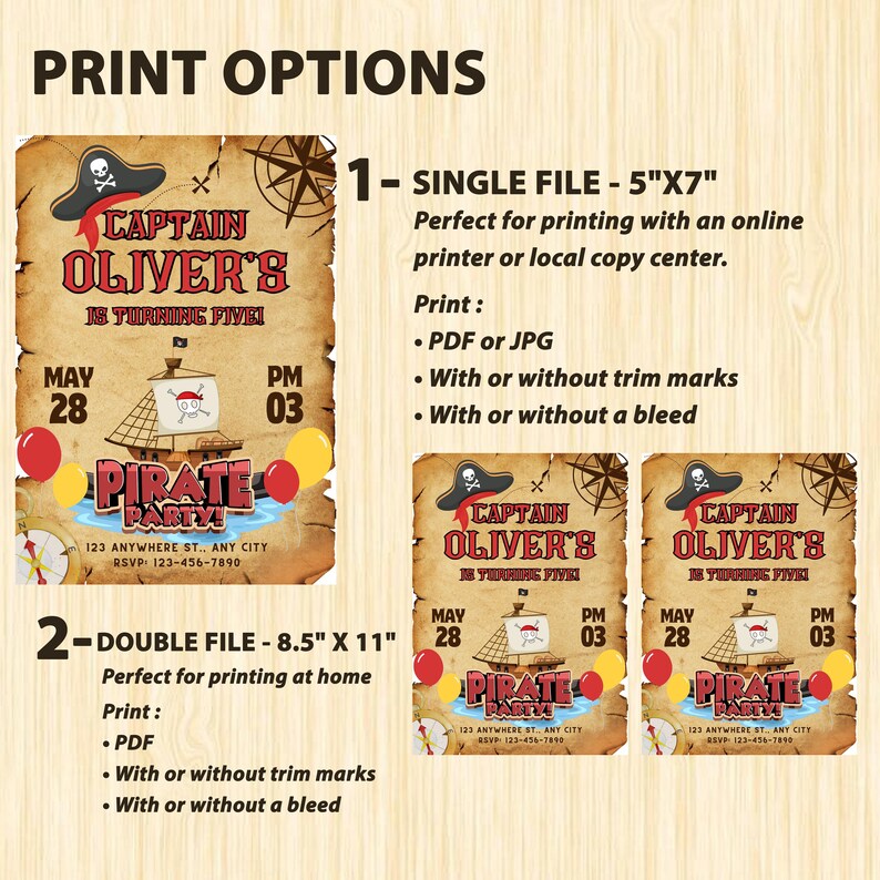 Editable Pirates Map Invitation Template for Birthday Party, Printable ...