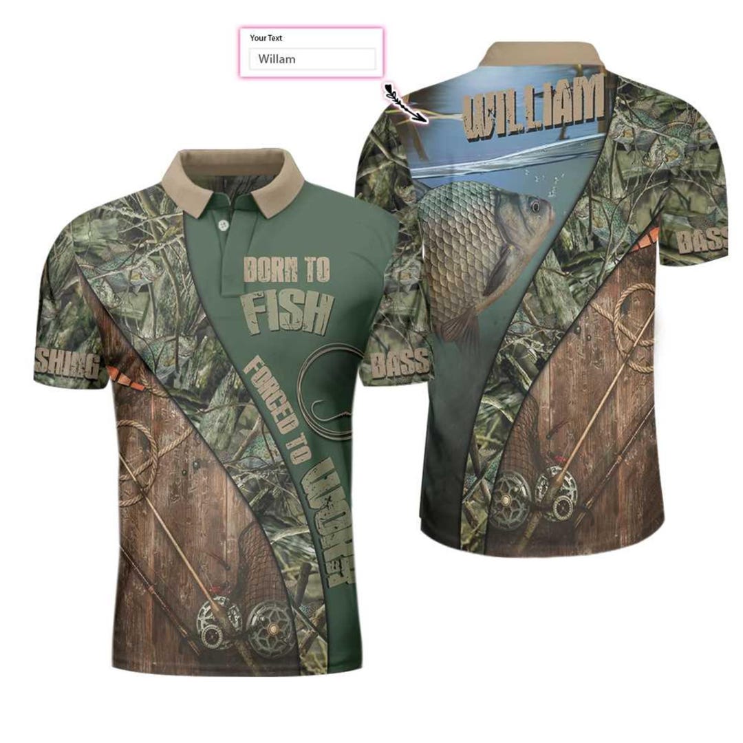 Custom Name Fishing Polo: Bass Print Camo Design - Fisherman Gift - Etsy