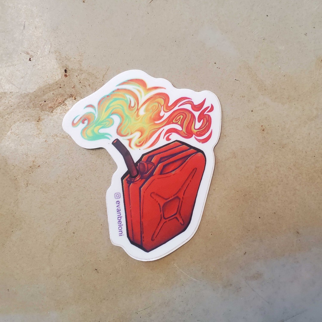 Flaming Gas Can Sticker - Etsy