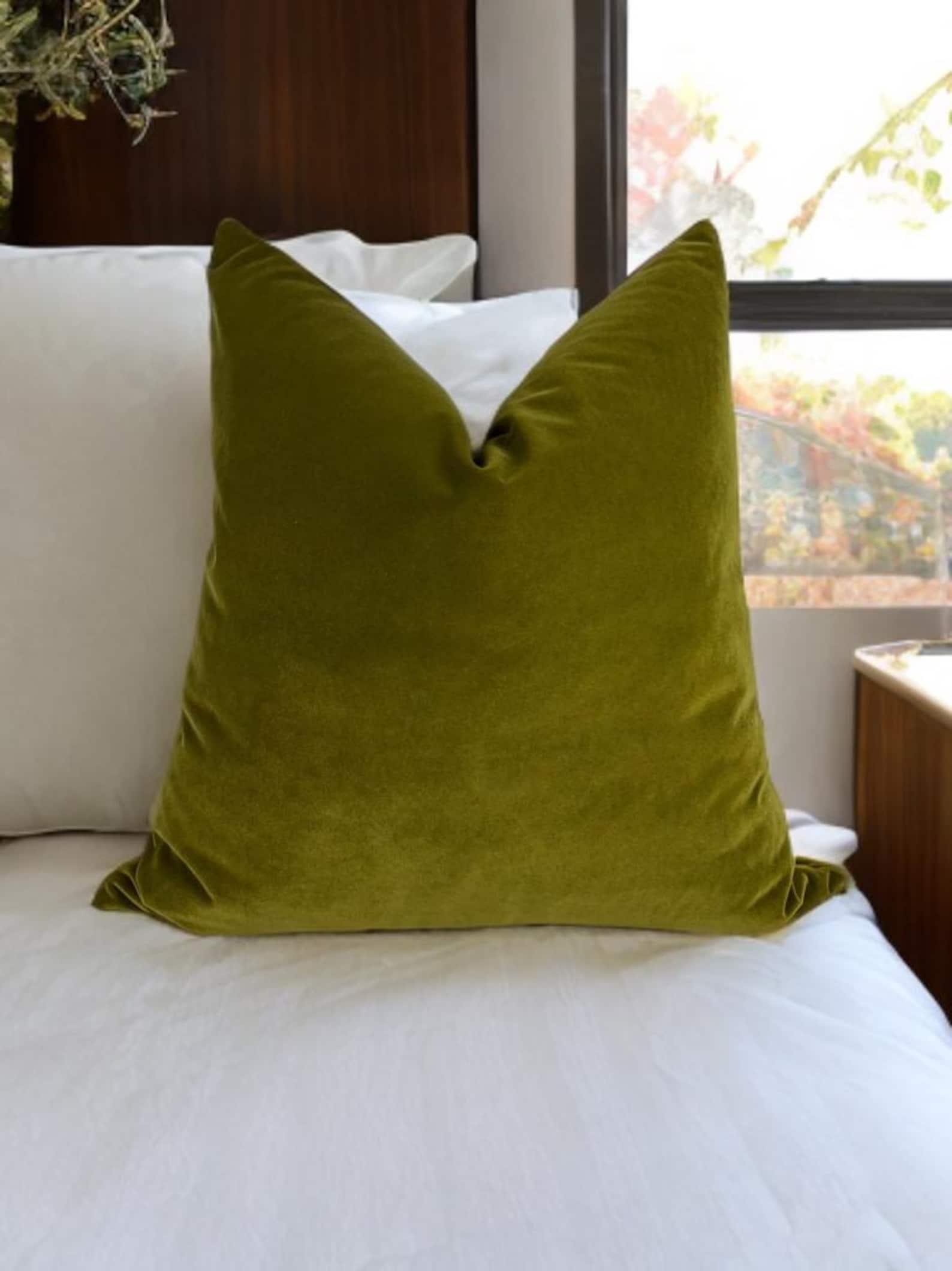 Olive Green Velvet Pillow