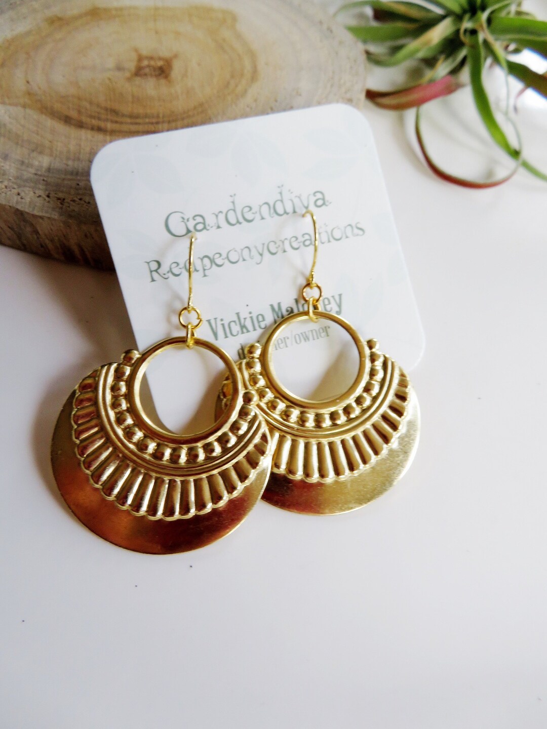 Textured Gold Hoop Earrings, Tribal Statement Jewelry, Gift for Her ...