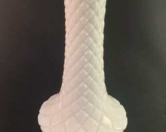 Randall White Milk Glass Diamond Quilted Pattern Vase 9 - Etsy