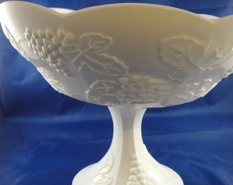 Milk Glass Footed Covered Compote Grape Vine Pattern | Etsy