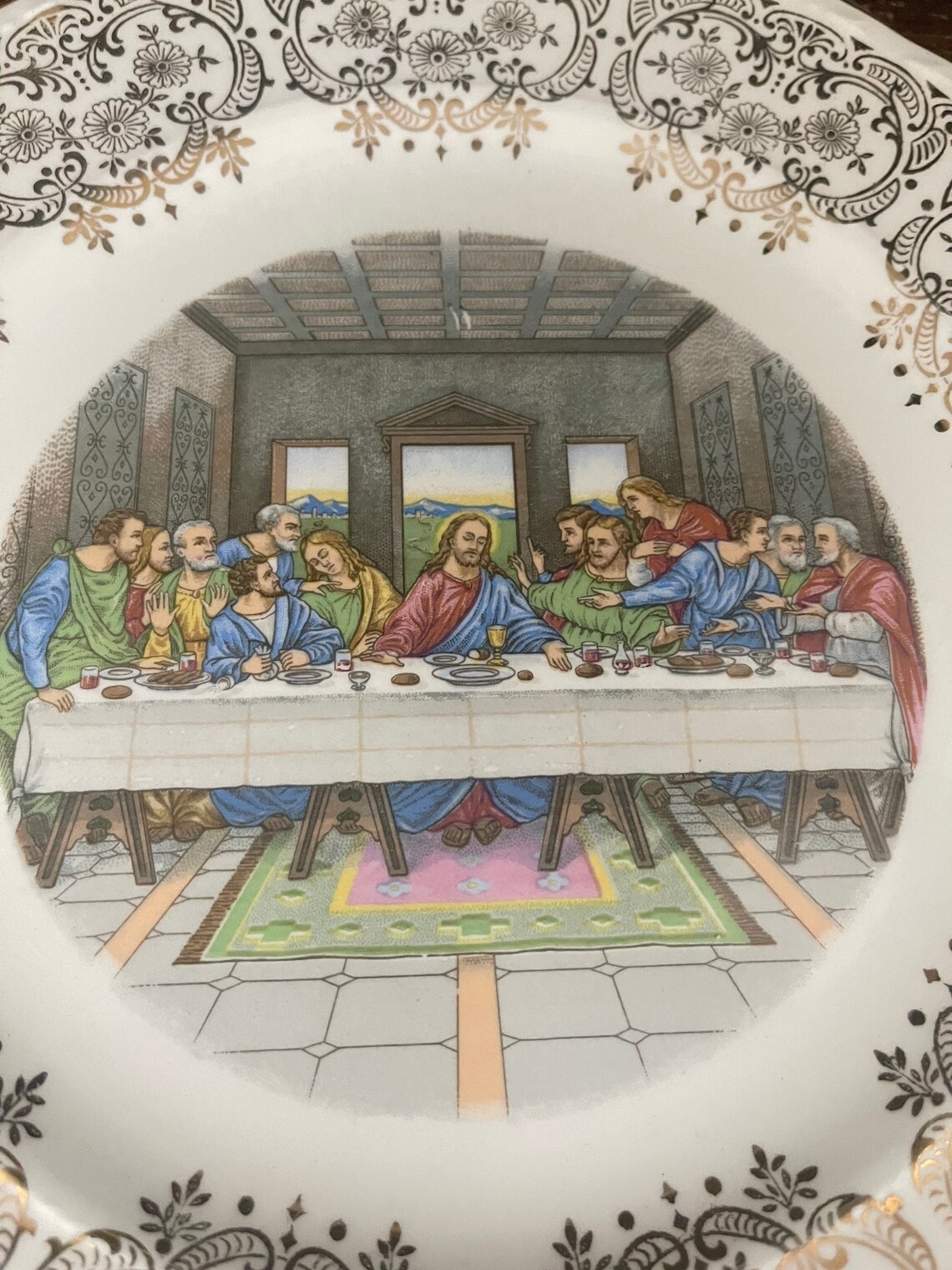 The Last Supper China Plate Scalloped Gold Trim by Crooksville - Etsy