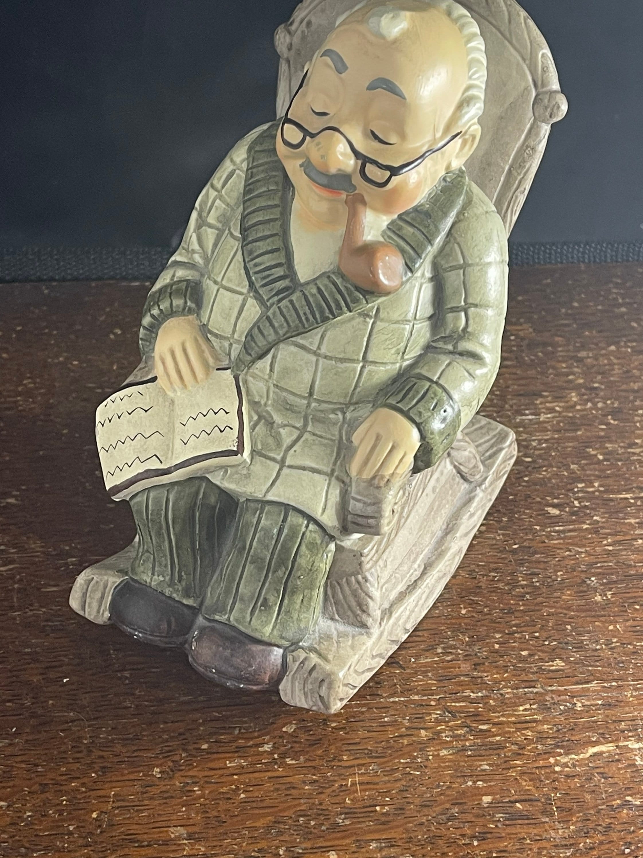 Rocking Chair Grandpa Old Man Smoking Pipe Bank Japan | Etsy