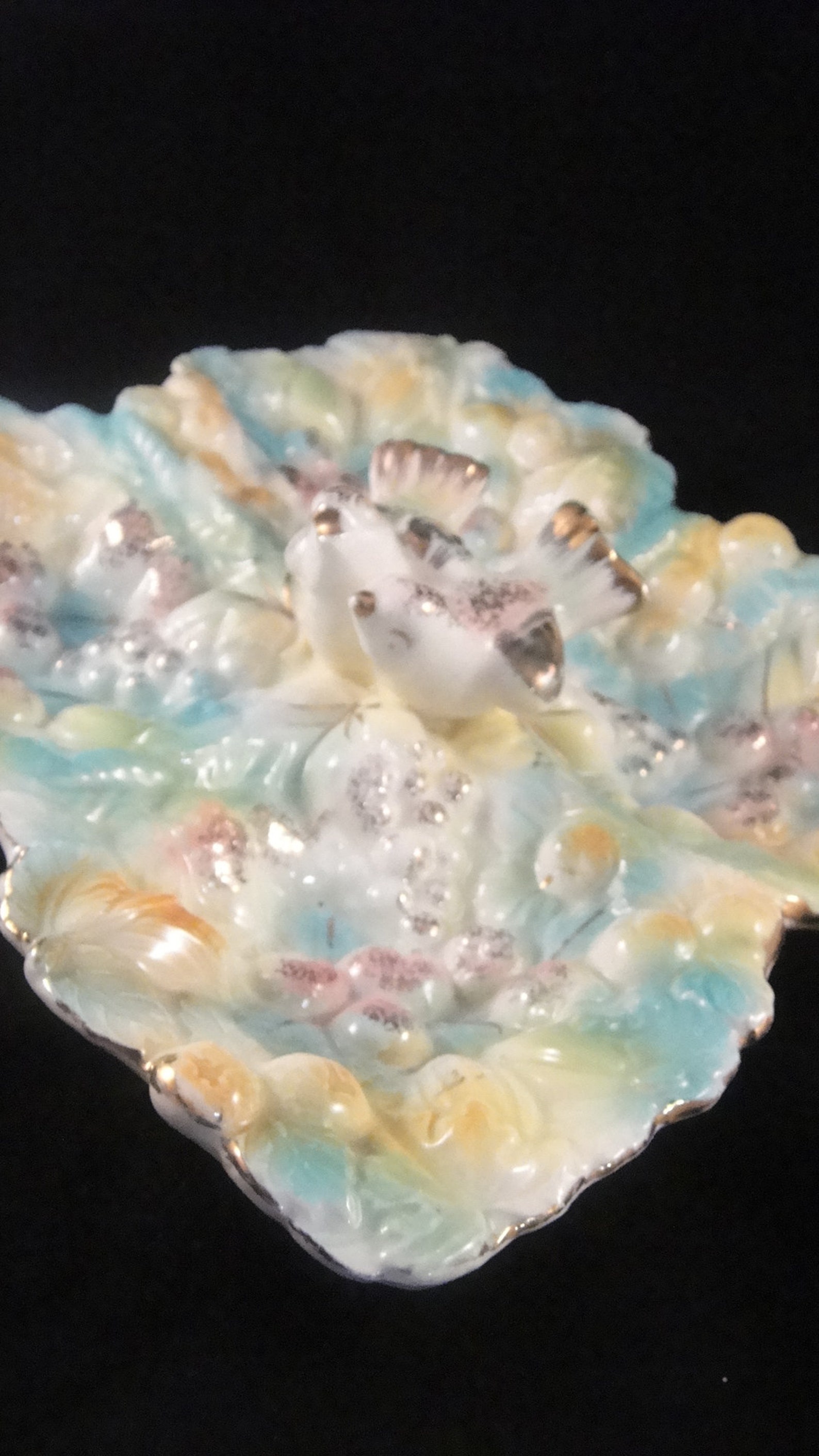Four Section Divided Dish With Birds Raised Floral Design Japan - Etsy