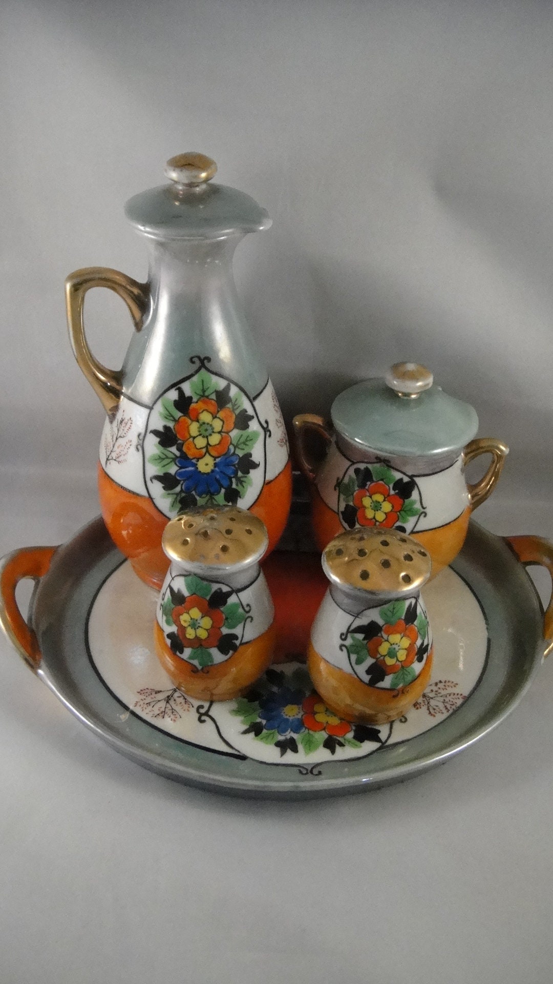 T & T Condiment Set Made in Japan Hand Painted - Etsy