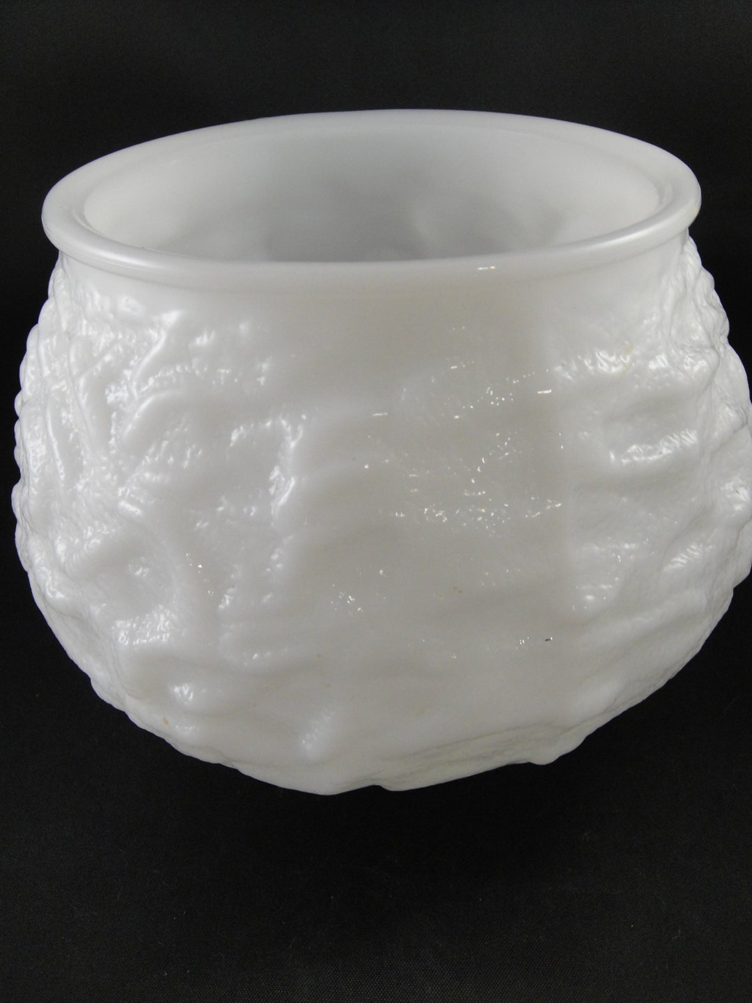 Milk Glass Crinkle Glass Pattern Planter EO Brody - Etsy