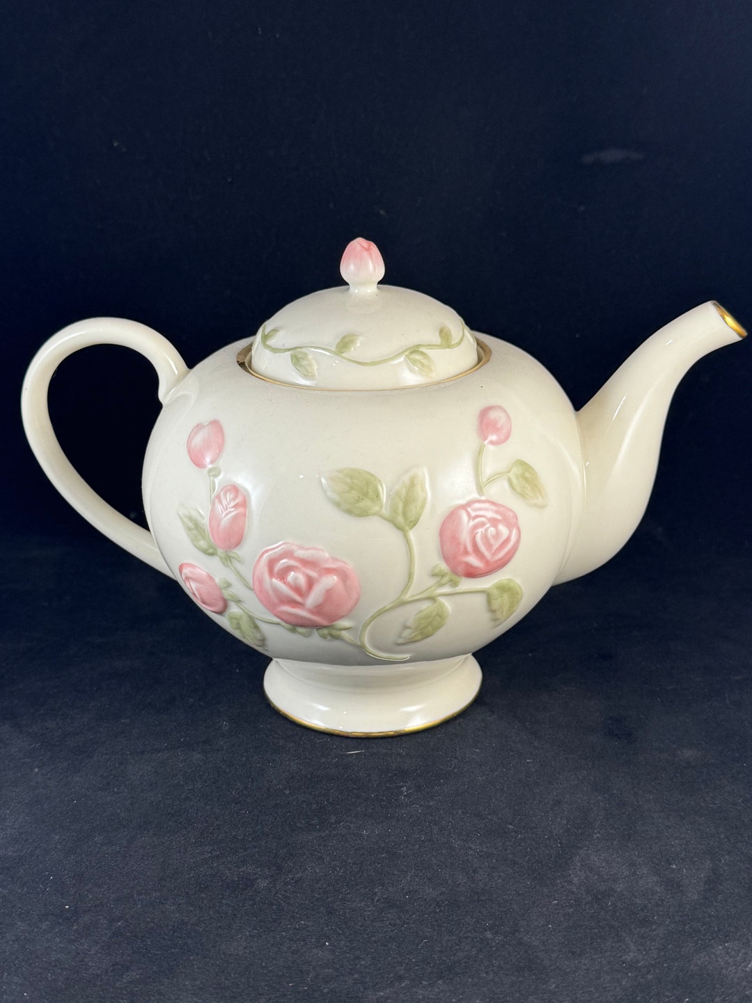 Lenox Teapot Pink Roses on Vine China - Etsy