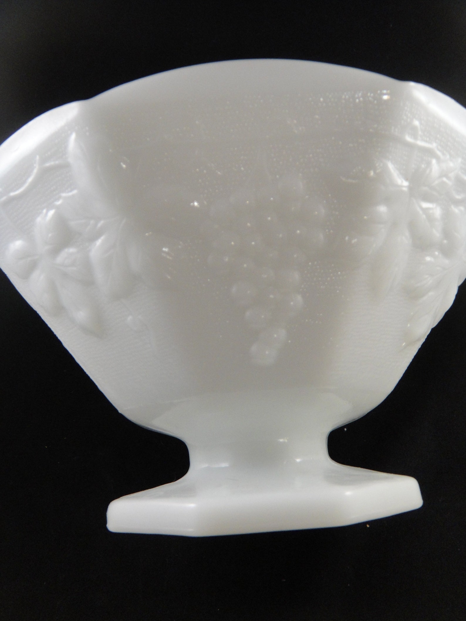 Milk Glass Footed Bowl or Compote Grape Leaf Pattern Octagon | Etsy