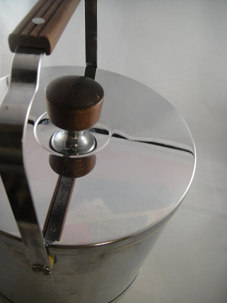 Ice Bucket Polished Metal Wood Handle Plastic Insert Atapco - Etsy