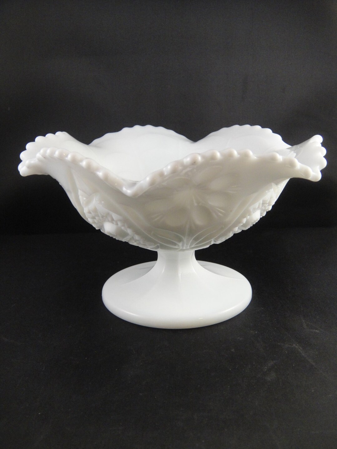Cosmos Pattern Milk Glass Compote by Imperial Glass - Etsy