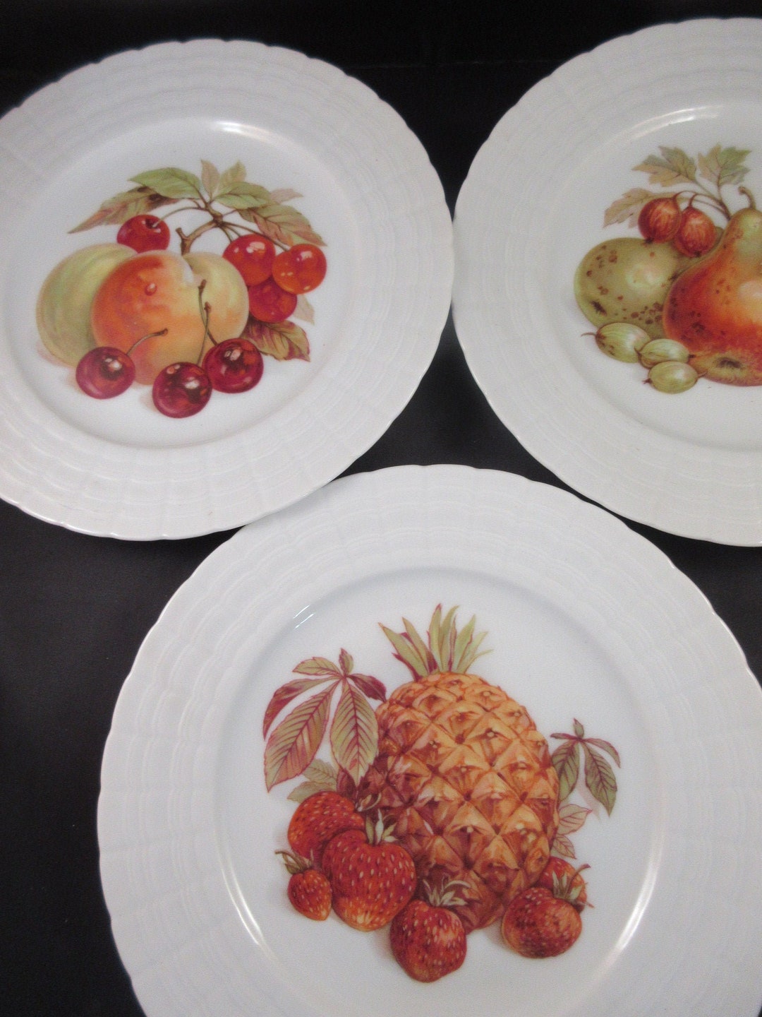 Fruit Motif China Luncheon/salad Plates Set of Three From ...