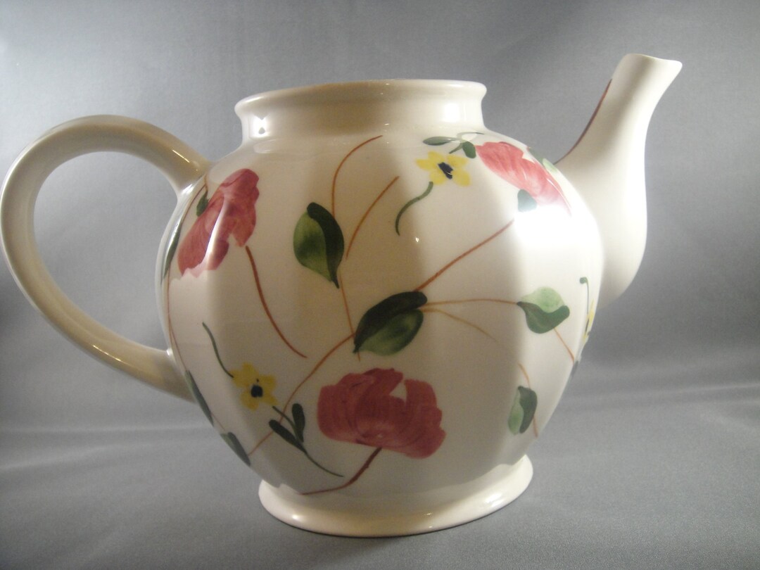 Calico Pattern Blue Ridge Southern Potteries Paneled Teapot Floral ...
