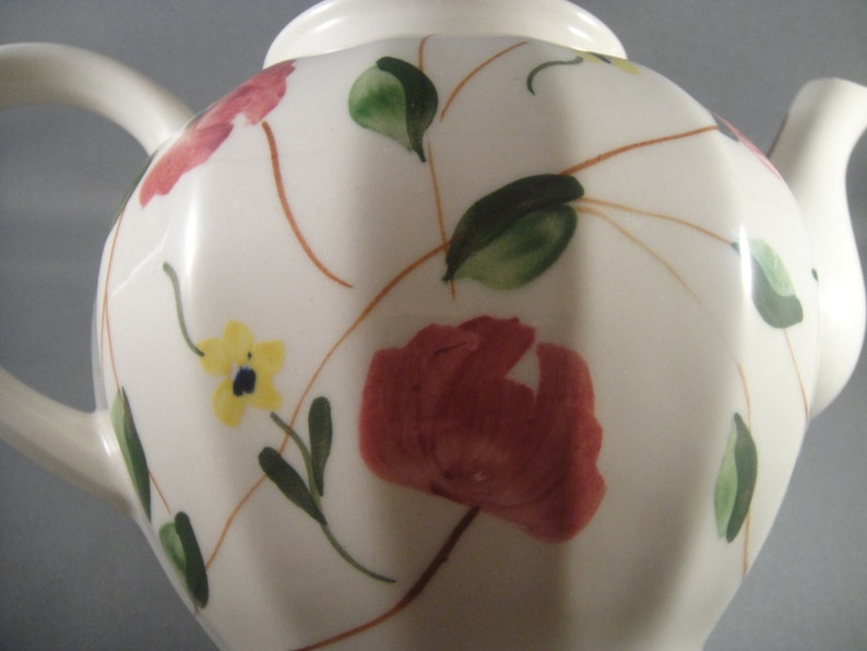 Calico Pattern Blue Ridge Southern Potteries Paneled Teapot Floral ...